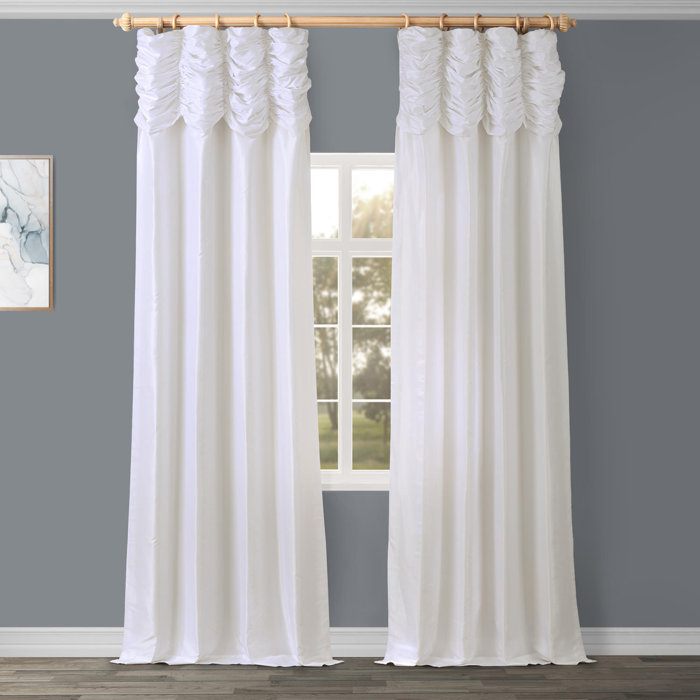 One Allium Way® Hodson Ruched Faux Silk Curtains for Bedroom, Room ...
