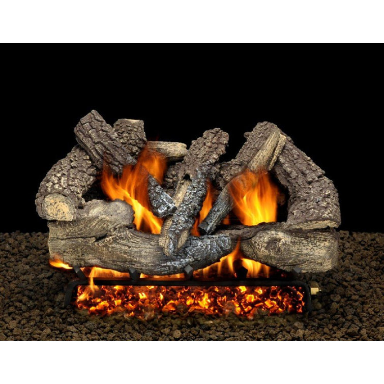 American Gas Log Seville Charred Vented Natural Gas/Propane Fireplace ...
