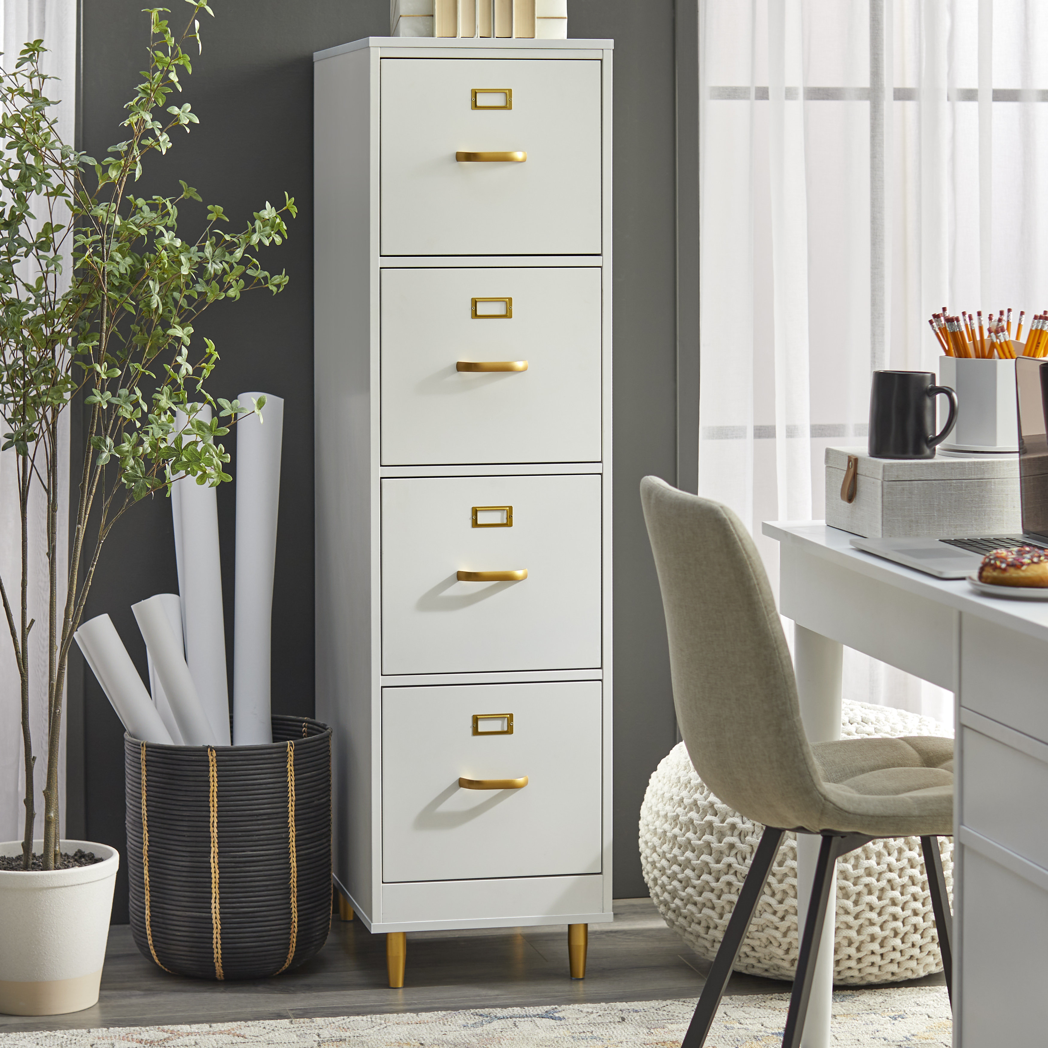 Willa Arlo Interiors Holyoke 15'' Wide 4 -Drawer Vertical Filing Cabinet & Reviews | Wayfair