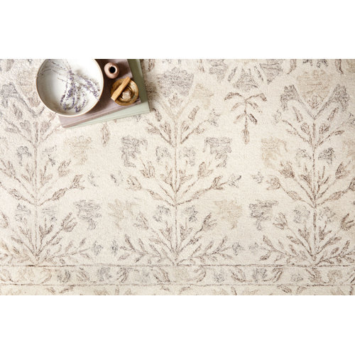 Birch Lane™ Aden Handmade Hand Hooked Wool Ivory/Neutral Rug & Reviews ...