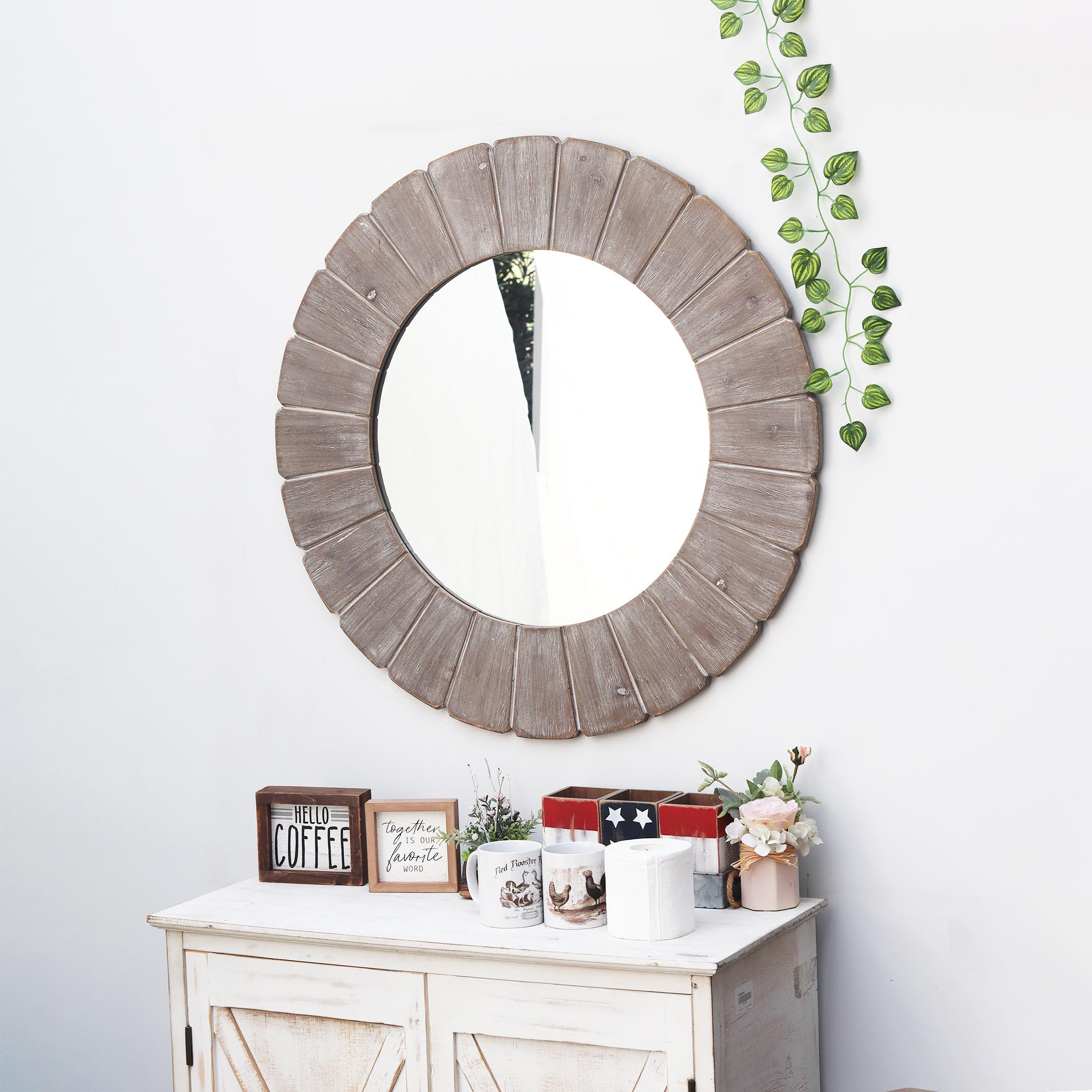 Dovecove Round Wood Wall Mirror & Reviews | Wayfair
