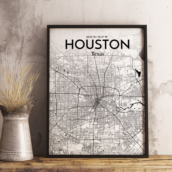 Wrought Studio Houston City Map - Panoramic Graphic Art | Wayfair