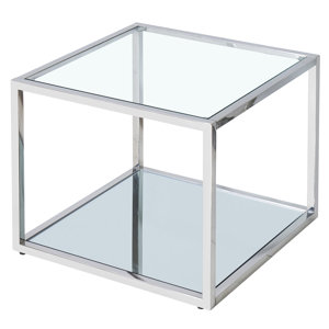 Mercer41 Contemporary Metal And Glass Small Square Coffee Table ...