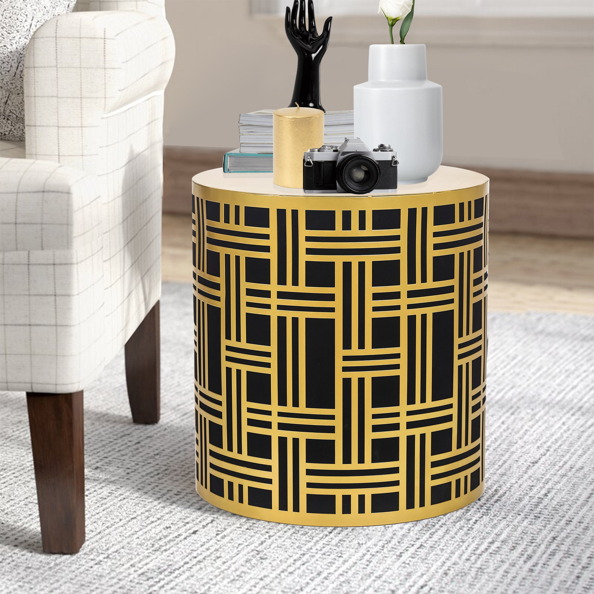 Mercer41 Grisnold 16.93'' Tall Iron End Table | Wayfair