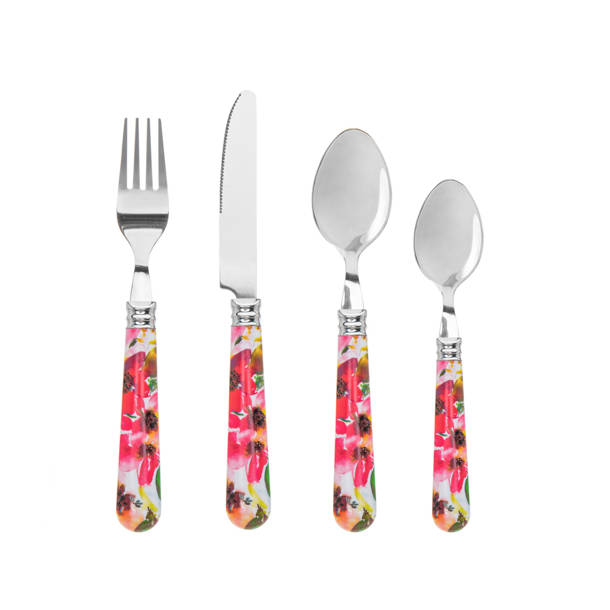 Godinger Silver Art Co Claro Watercolor Floral Acrylic Flatware 16 ...