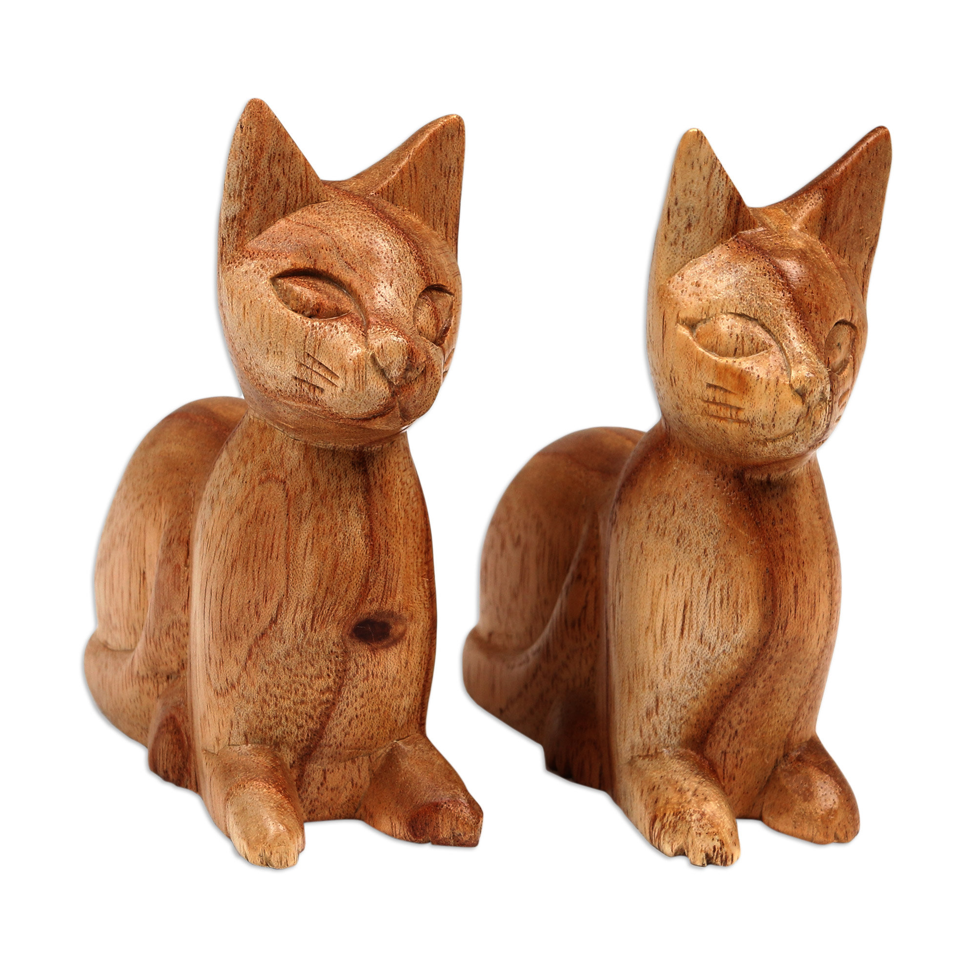 Red Barrel Studio® Handmade Feline Guardians Wood Sculpture | Wayfair