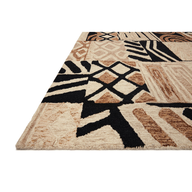Union Rustic Brinson Handmade Hand Tufted Wool Brown/Black/Cream Rug ...