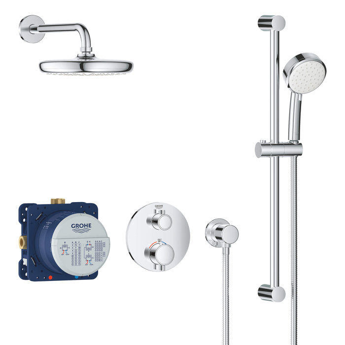 GROHE Grohtherm® Thermostatic Complete Shower System with Rough-in ...