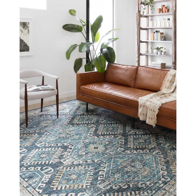 Bungalow Rose Gelo Performance Denim/Natural Rug & Reviews | Wayfair