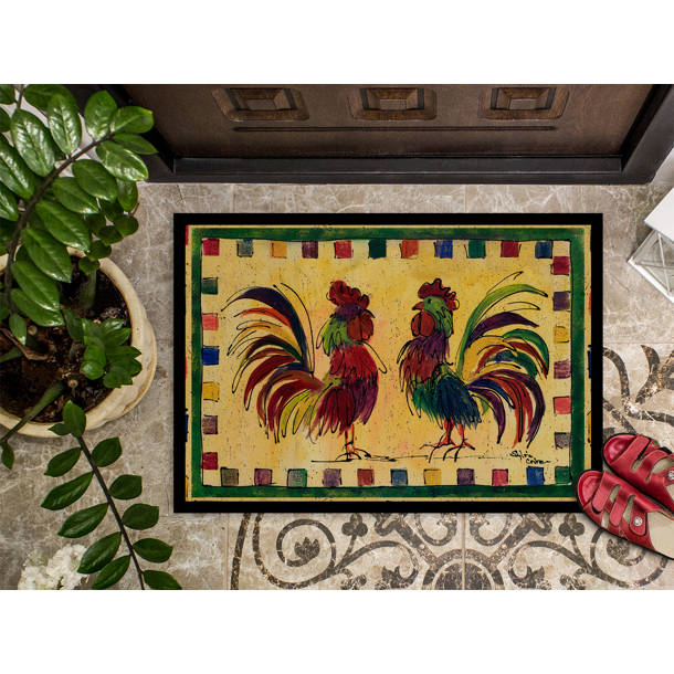 Rosalind Wheeler Amrooti Dot Rooster 3 Piece Kitchen Mat Set | Wayfair