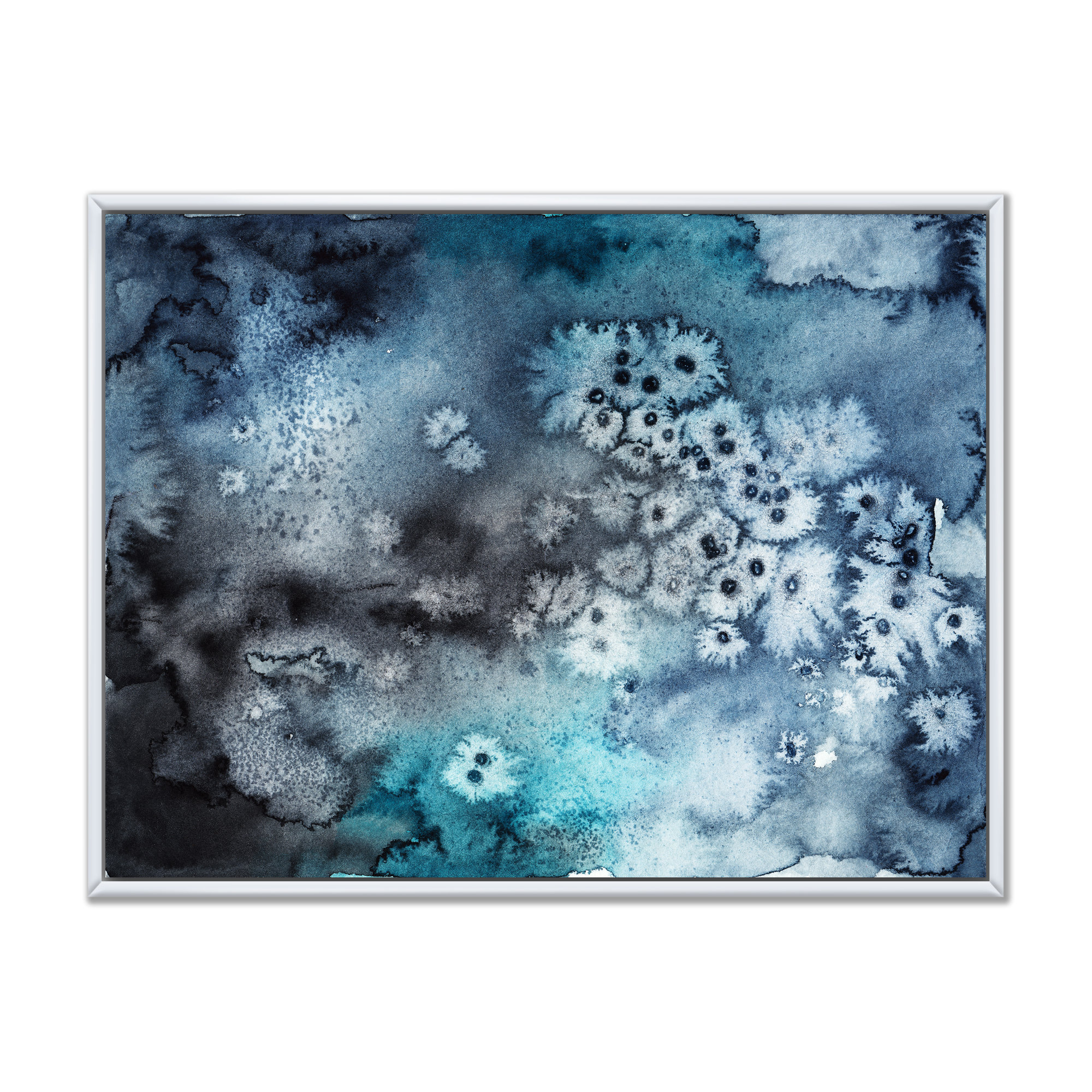 Wrought Studio Dark Blue Marble Art Ripples Dark Blue Marble Art ...