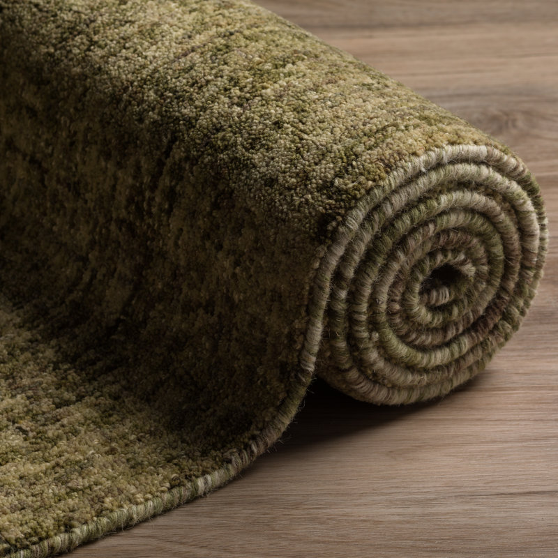 Latitude Run® Gilboa Handmade Wool Basil Rug & Reviews | Wayfair