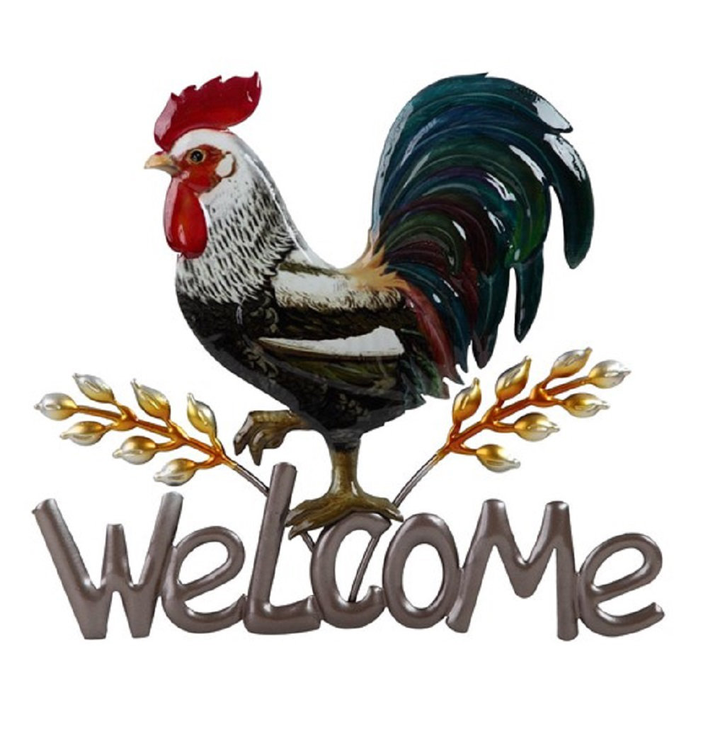 August Grove® Rooster Welcome Sign Wall Décor | Wayfair