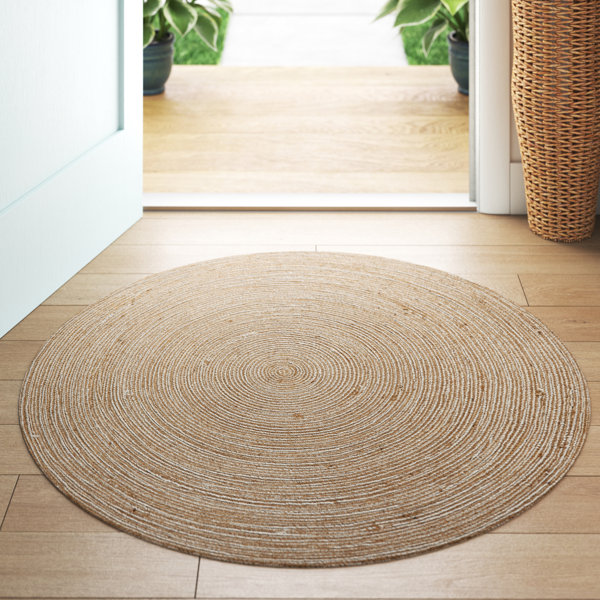 Sand & Stable Chatham Round Braided Design Jute and Polyester Blend ...