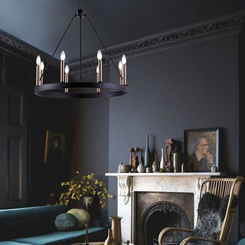 Sand & Stable Marsden 8 - Light Dimmable Wagon Wheel Chandelier ...