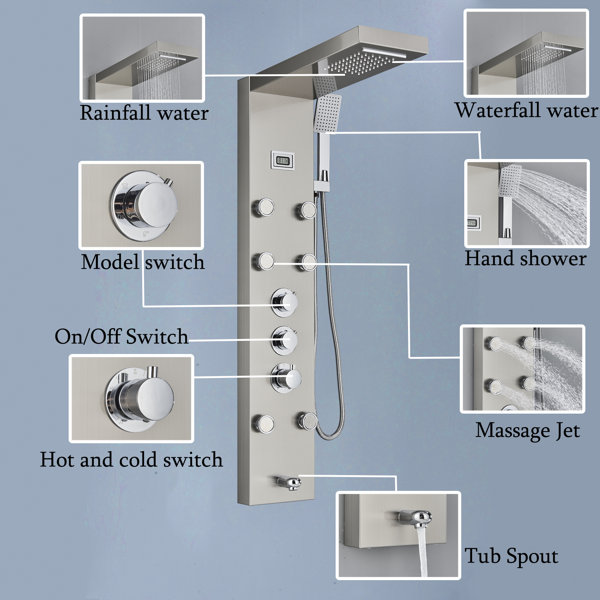 AlenArtWater 8" Shower Panel Fixed Shower Head | Wayfair