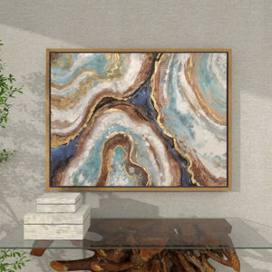 Mercer41 Multi Colored Canvas Enlarge Slice Geode Framed Wall Art with ...