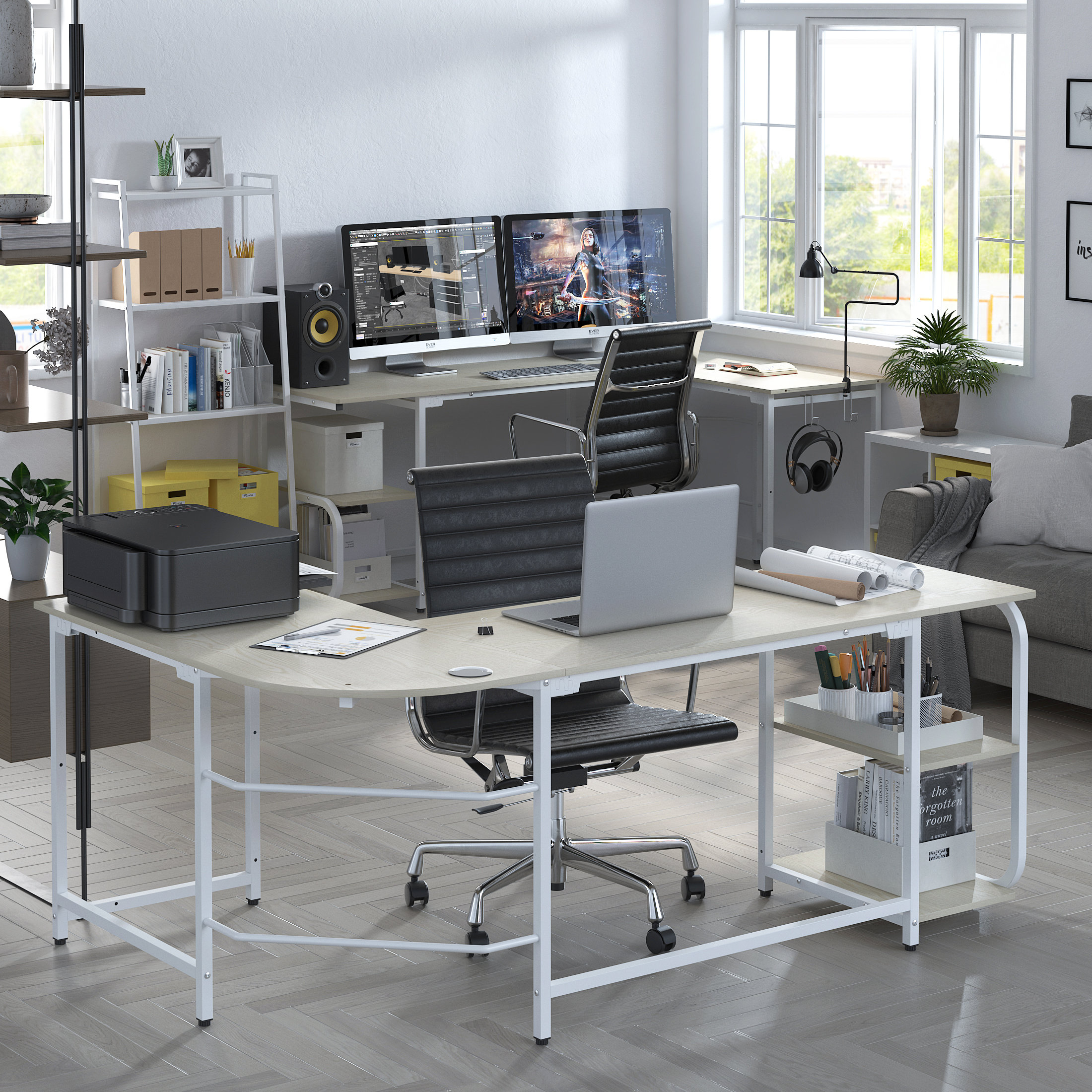 Inbox Zero Konsta 72.83'' Desk & Reviews | Wayfair