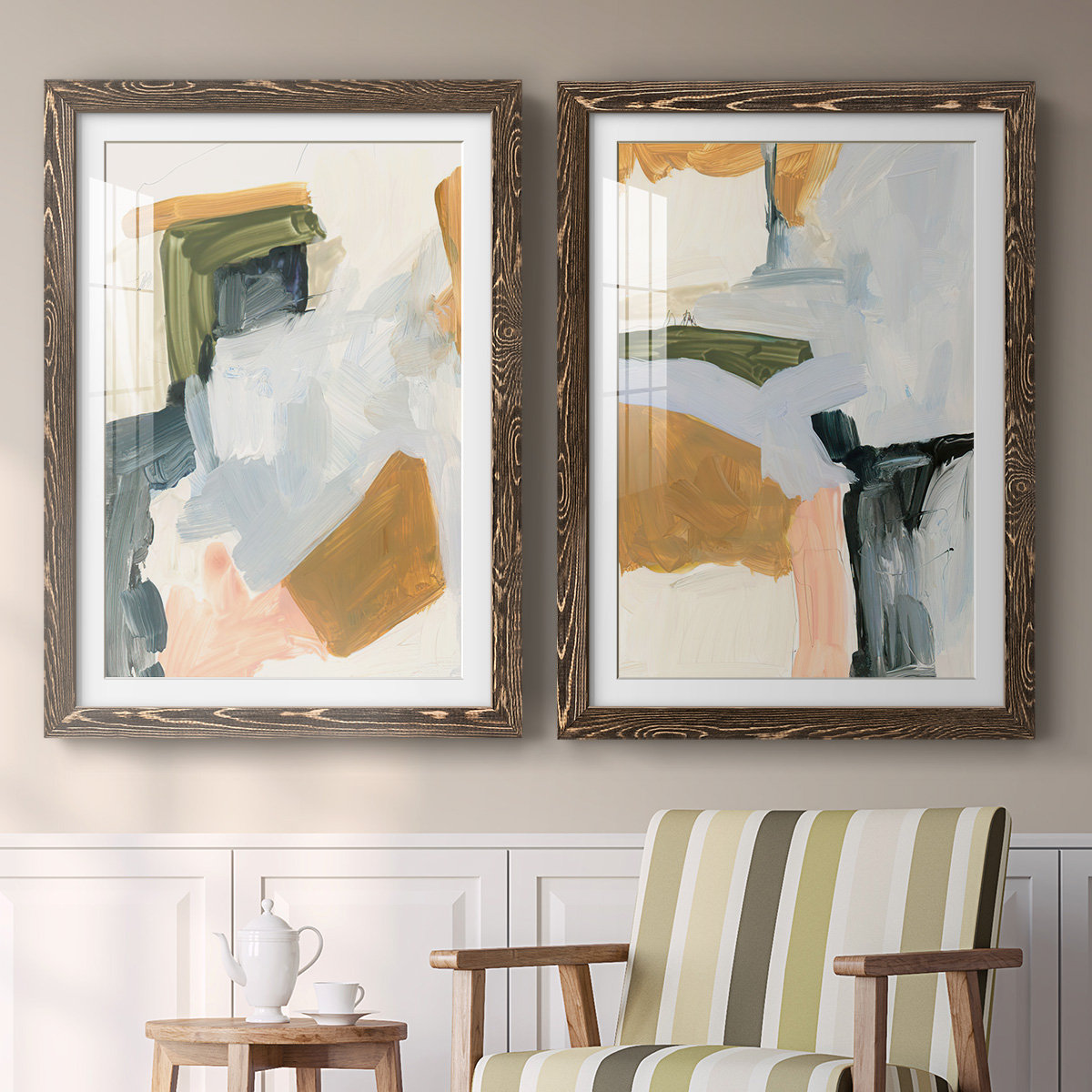 Orren Ellis Palette Meld I - 2 Piece Picture Frame Print Set on Canvas ...