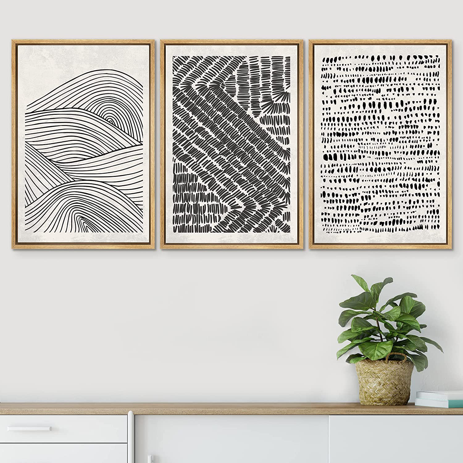 SIGNLEADER Pastel Geometric Landscape - 3 Piece Floater Frame Graphic ...