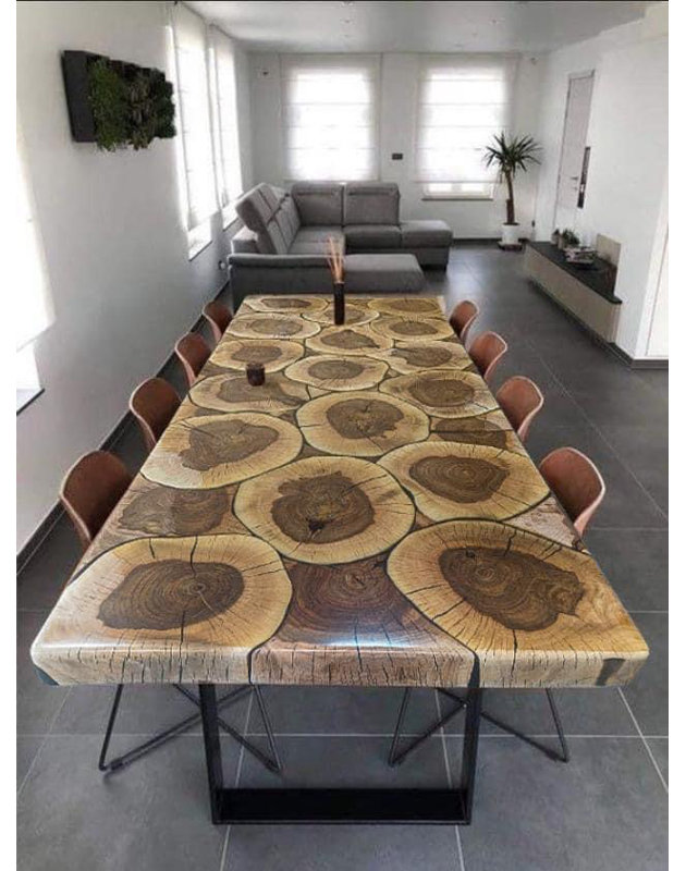 WoodenArtPro Rectangle Dining Stump Pattern Table | Wayfair