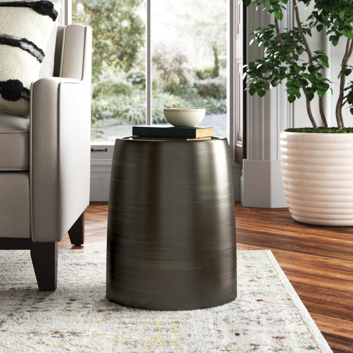 Joss & Main Yates 17'' Tall Steel Tray Top Drum End Table & Reviews ...