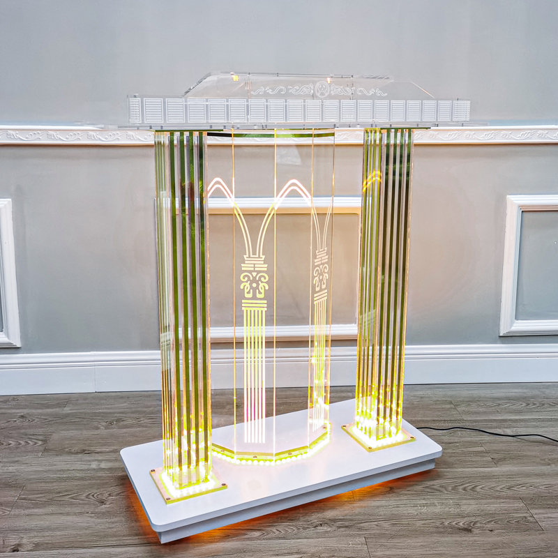 Fixturedisplays® Clear Acrylic Lighted LED Podium, Floor Standing ...