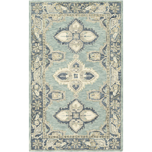 Mistana™ Teen Gracie Handmade Tufted Wool Teal/Navy Rug & Reviews | Wayfair