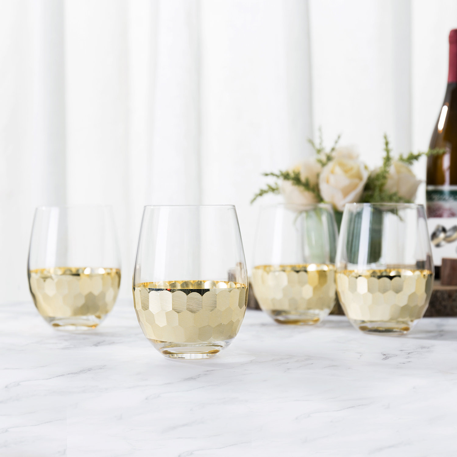 Everly Quinn Hammered 8 Oz. Glassware Set & Reviews | Wayfair