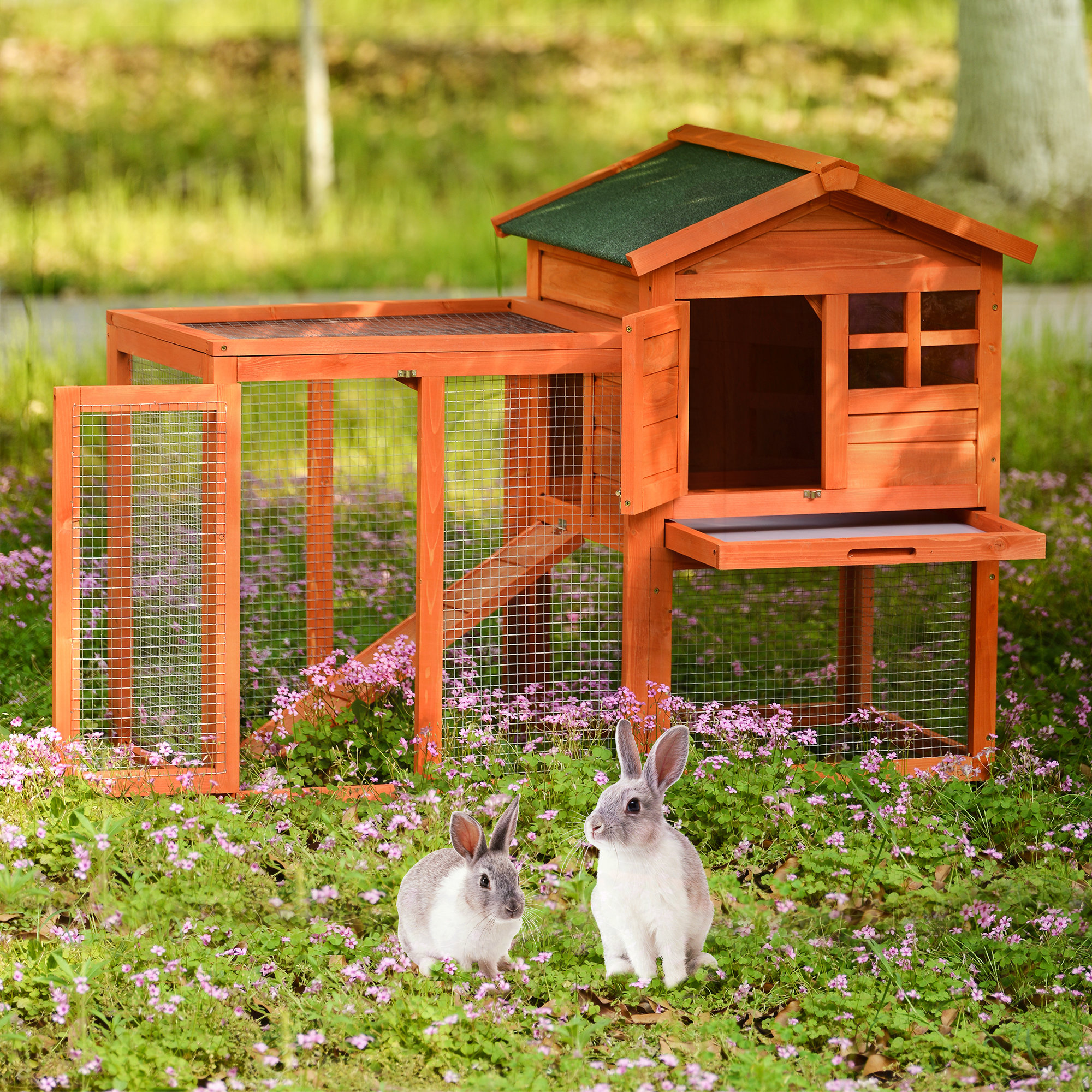 Tucker Murphy Pet™ Chea Weather Resistant Rabbit Hutch with Ramp | Wayfair