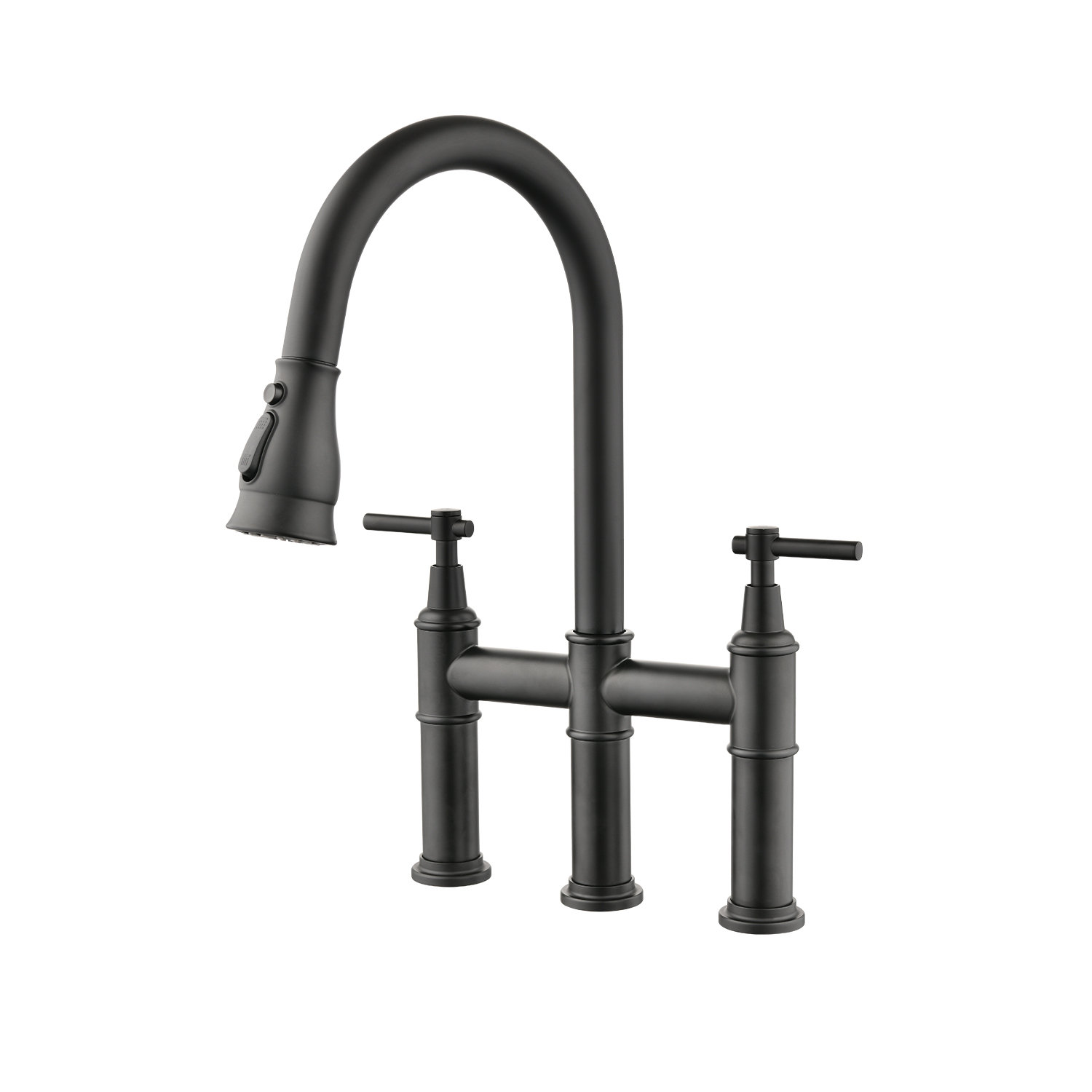 SOUEEUM Transitional Bridge Faucet With Pull-down Sprayhead | Wayfair