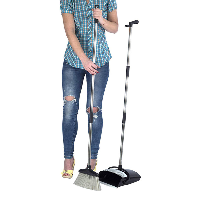 ANMINY Lengthened Collapsible Adjustable Long-handled Broom and Dustpan ...