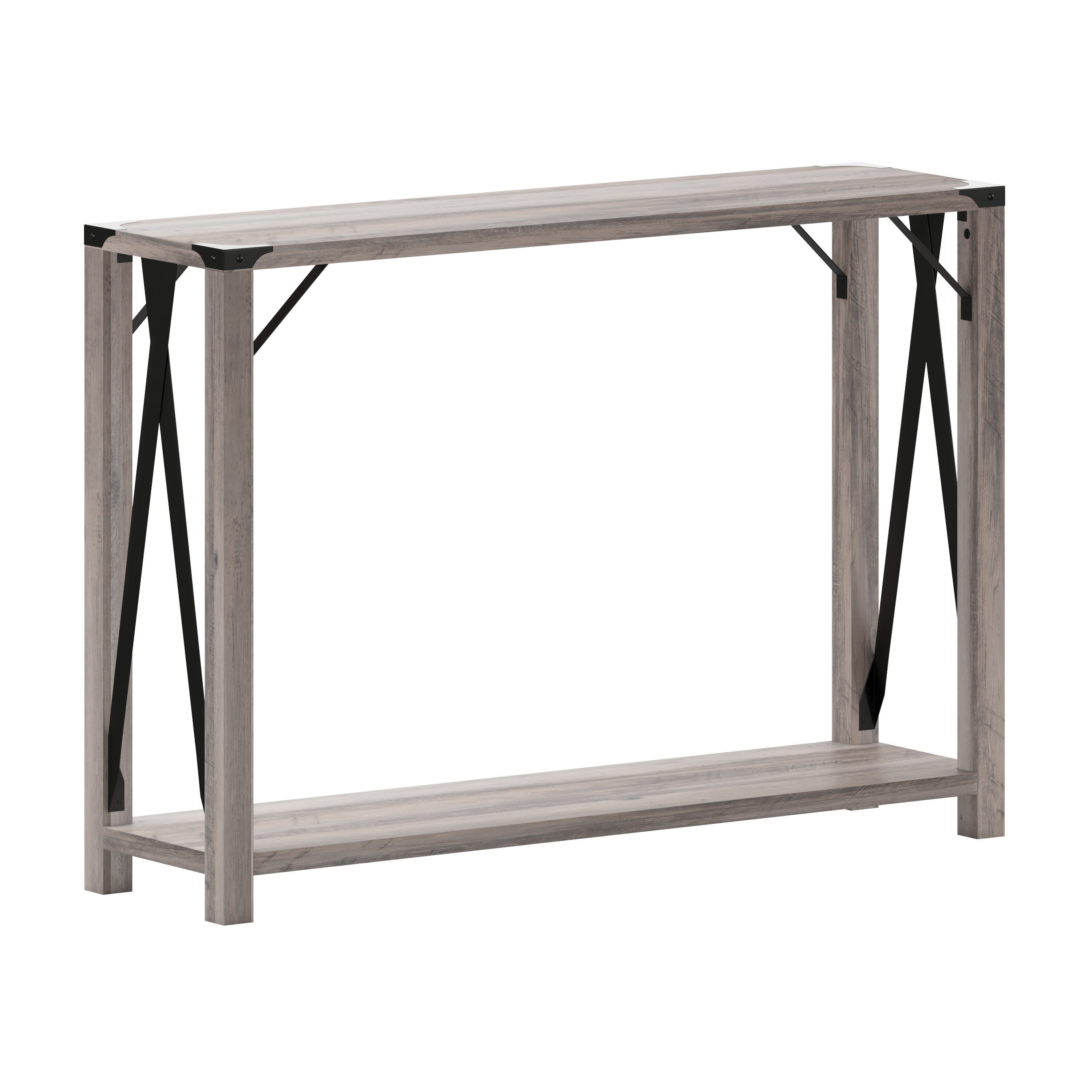 Gracie Oaks Tennley 2-Tier Console Table with Metal Side Braces and ...