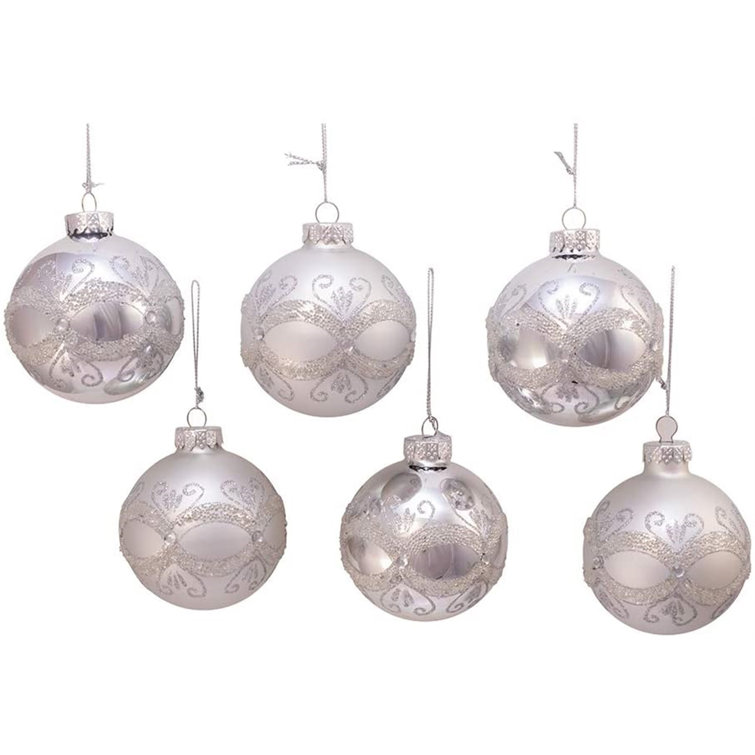 Kurt Adler Glitter and Sequins Glass Ball Ornament | Wayfair