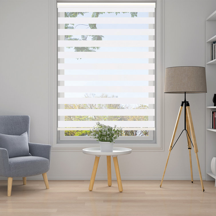 Symple Stuff Deluxe Plain Semi-Sheer White Roller Shade | Wayfair