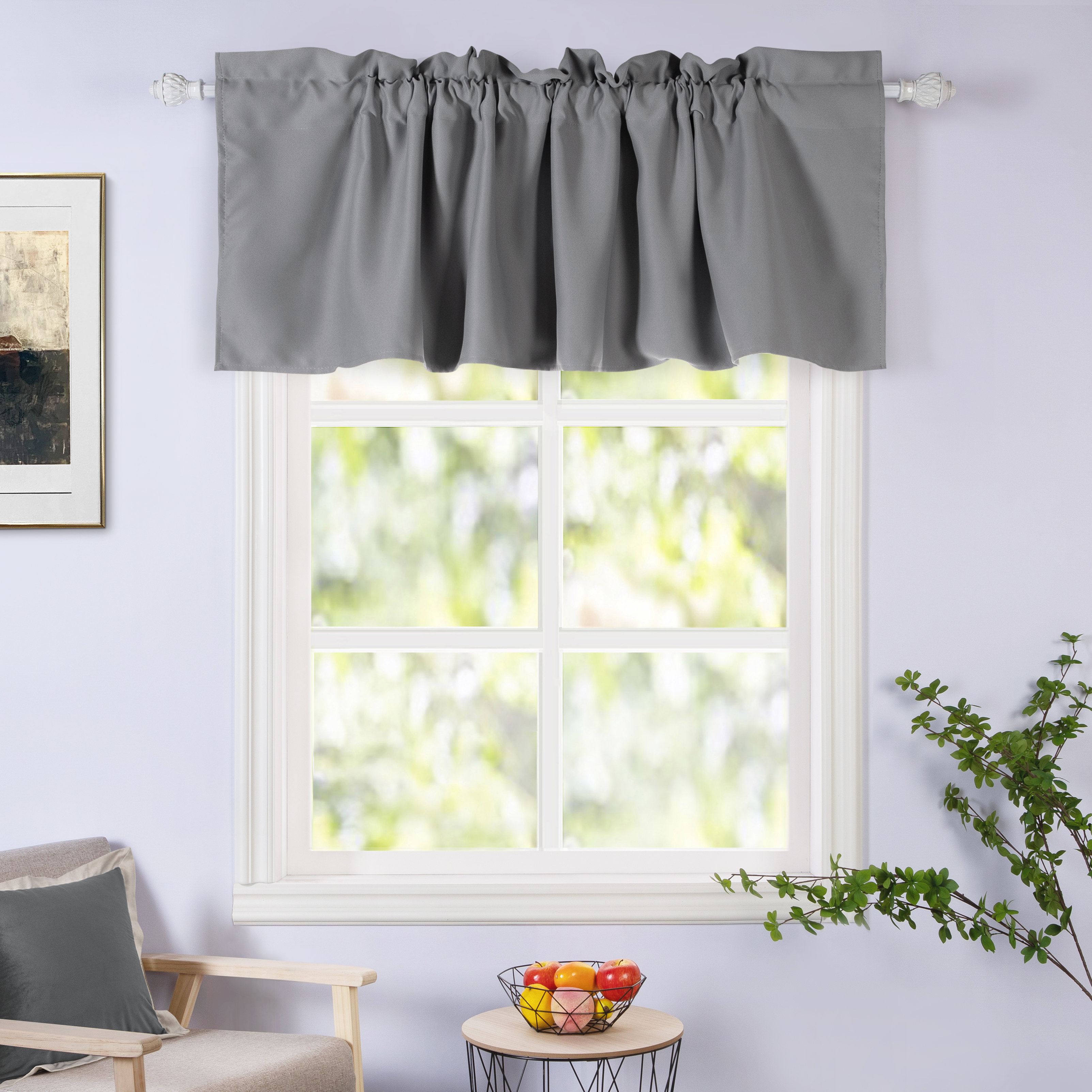Eider & Ivory™ Pinder Solid Color Tailored 52'' Window Valance in Gray ...