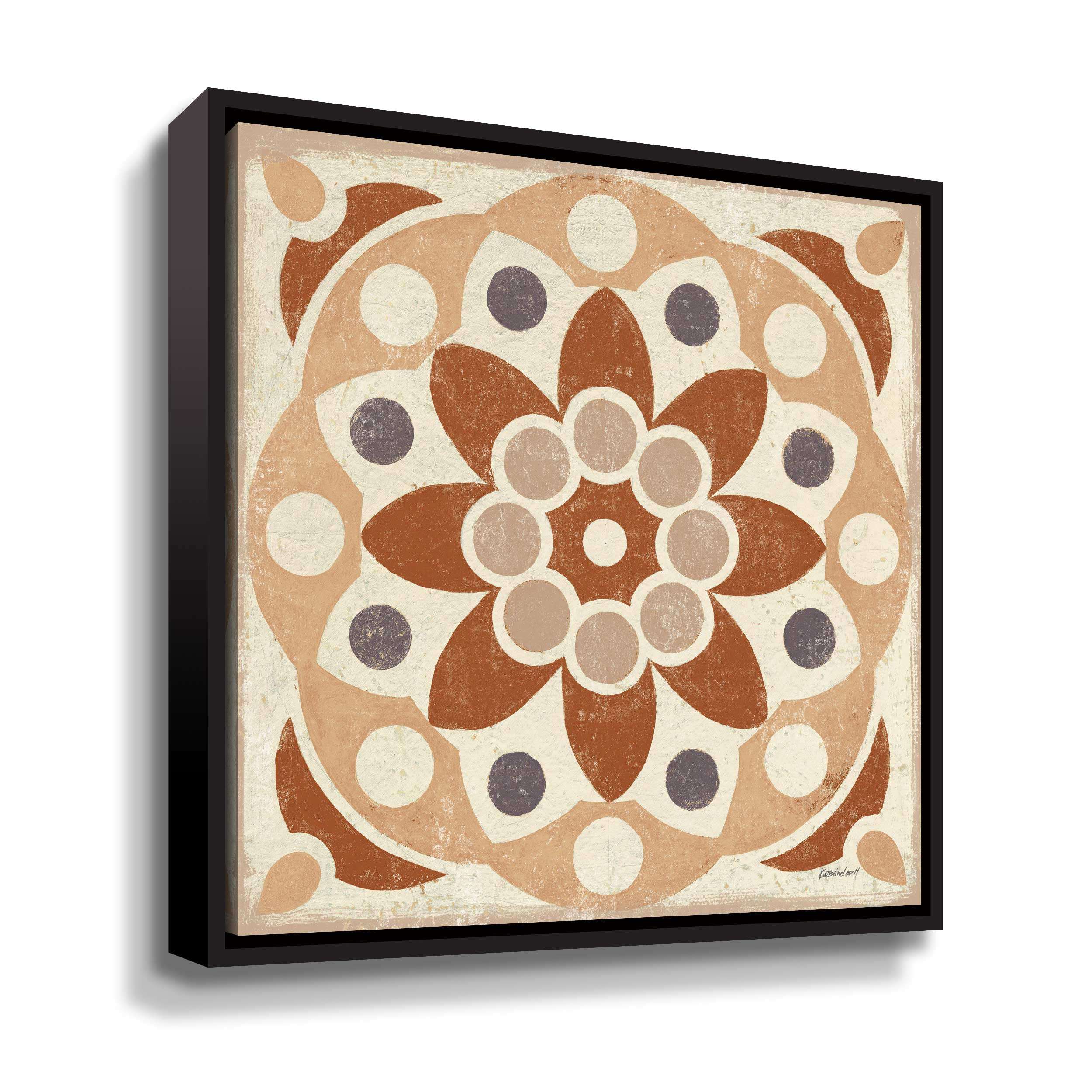 ArtWall Terracotta Tile II - Floater Frame Graphic Art on Canvas | Wayfair