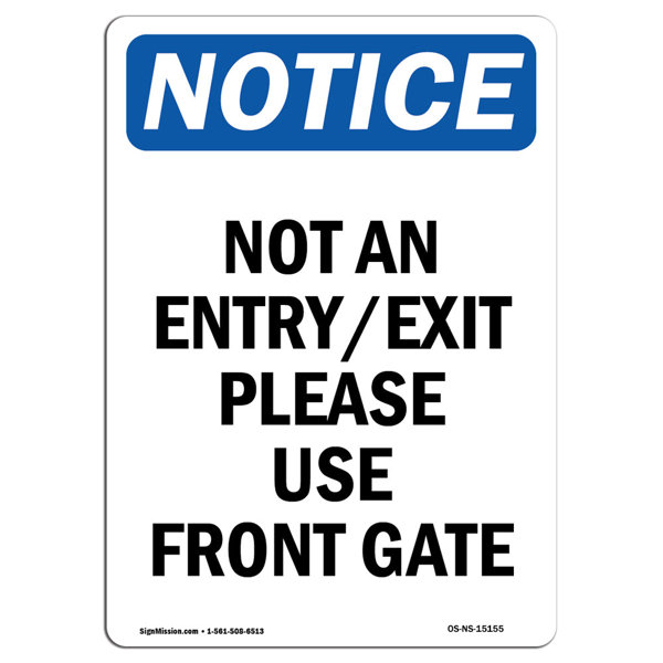 SignMission Not an Entry Exit Please Use Front Gate Sign | Wayfair