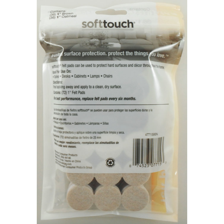 Softtouch 72 Pack Round Self-Stick Felt Furniture Pads | Wayfair