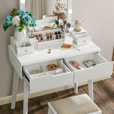 Corrigan Studio® Andee Makeup Vanity Set with Stool and Mirror ...