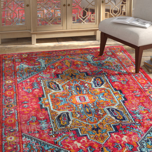 Bungalow Rose Daria Oriental Pink/Red/Blue Area Rug & Reviews | Wayfair