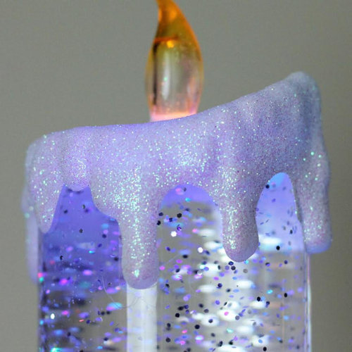 Northlight 9.5" LED Lighted Dripping White Swirling Glitter Candle ...