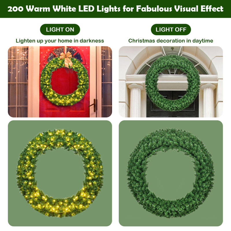 The Holiday Aisle® Faux Lighted 48'' Wreath & Reviews | Wayfair