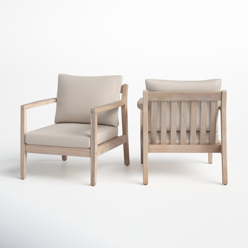 Joss & Main Amina Outdoor Solid Wood Acacia Chair with Cushions ...