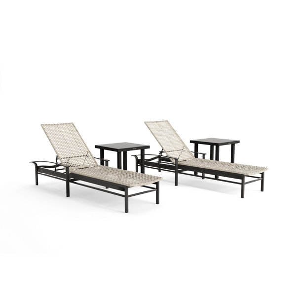 Winston Jasper Lounge Set with 2 Chaise Lounges, 2 Side Tables | Wayfair