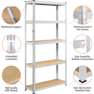 17 Stories 71" H x 35.5" W x 12" D Heavy Duty Steel Shelving Unit ...