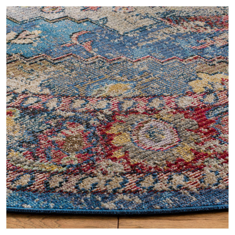 Charlton Home® Raabe Performance Blue/Rose/Orange Rug & Reviews | Wayfair