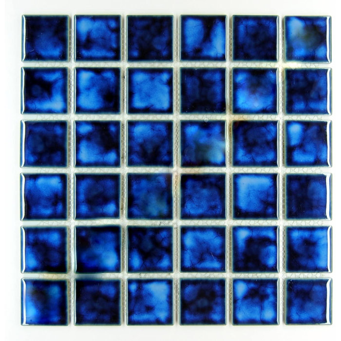 TENEDOS Ocean Blue 2" Square Porcelain Mosaic Pool Tile | Wayfair