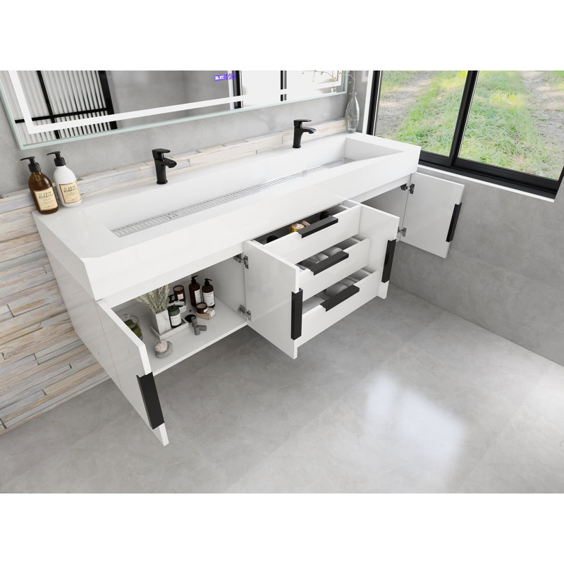 Latitude Run® Jessica 72'' Wall-Mounted Single Bathroom Vanity | Wayfair