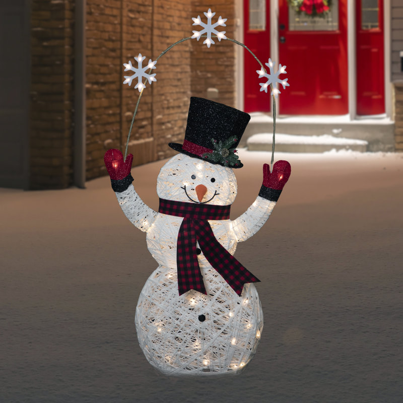Northlight 57" LED Lighted Snowman Holding Snowflakes Outdoor Christmas ...
